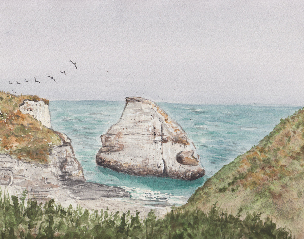 Shark Fin Cove, Santa Cruz, CA California Landmark Art Print – Aqua Hue ...