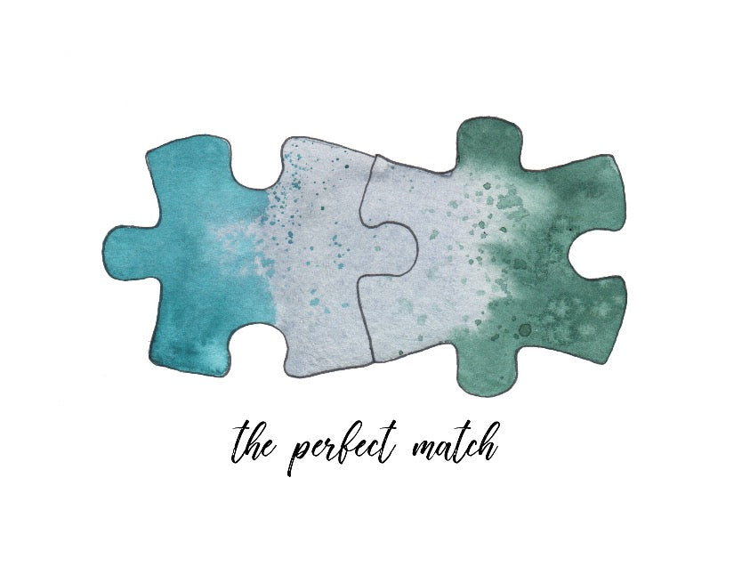 Perfect Match, Puzzle Pieces- A2 Greeting Card – Aqua Hue Designs by ...