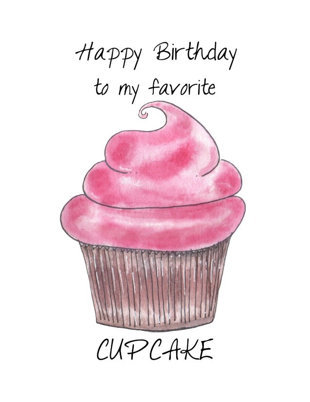 Happy Birthday, Pink Cupcake- A2 Greeting Card – Aqua Hue Designs by ...