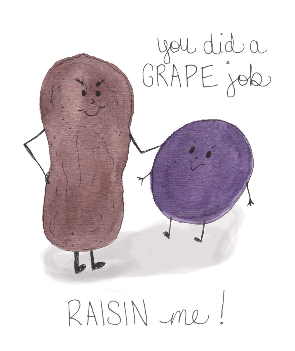 Grape Raisin, Mother's/Father's Day- A2 Greeting Card – Aqua Hue ...