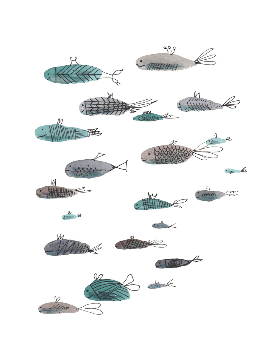 Sealife Series, School of Fish- Art Print – Aqua Hue Designs by Tonja ...