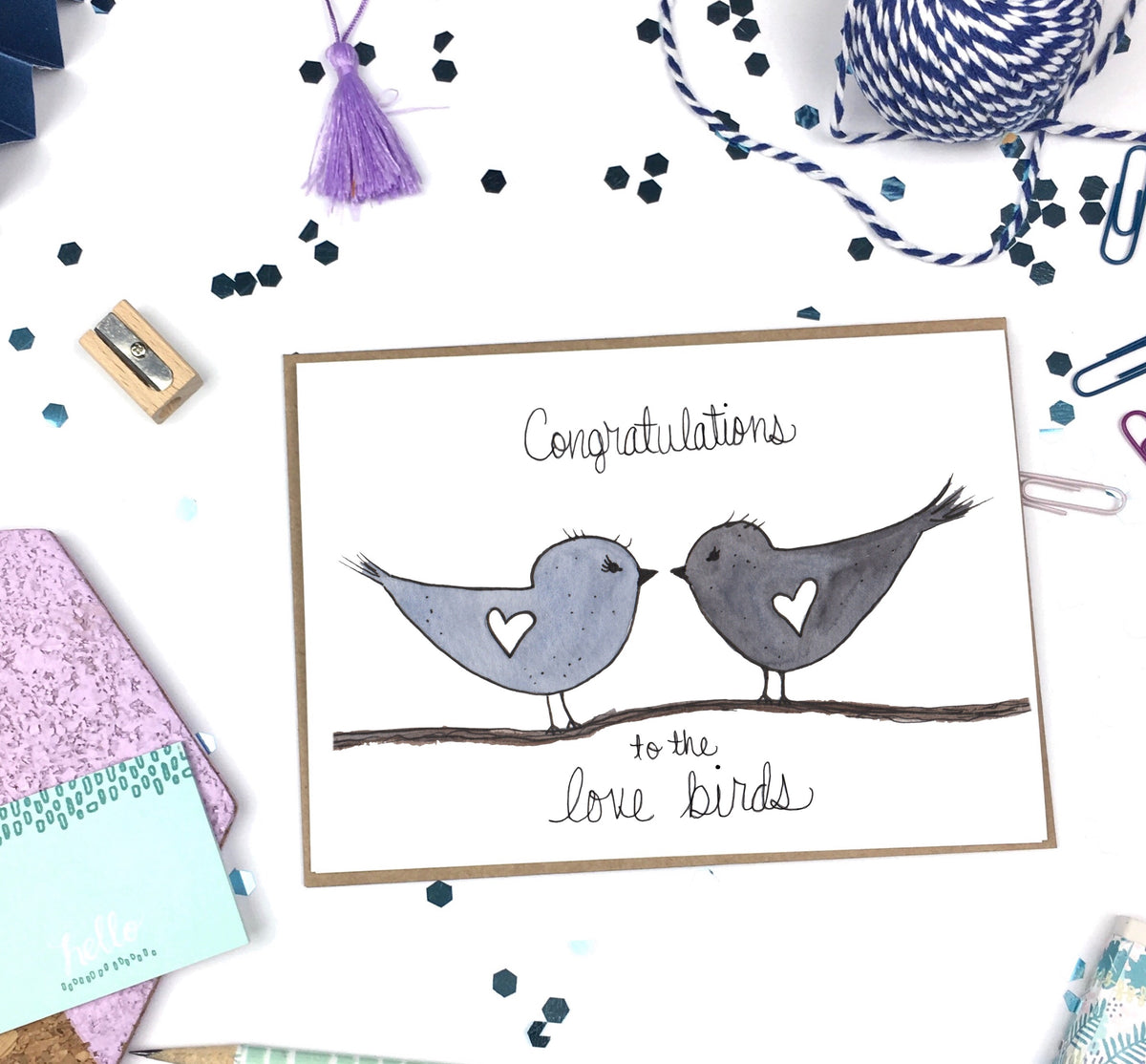 Congratulations Love Birds- A2 Greeting Card – Aqua Hue Designs by ...