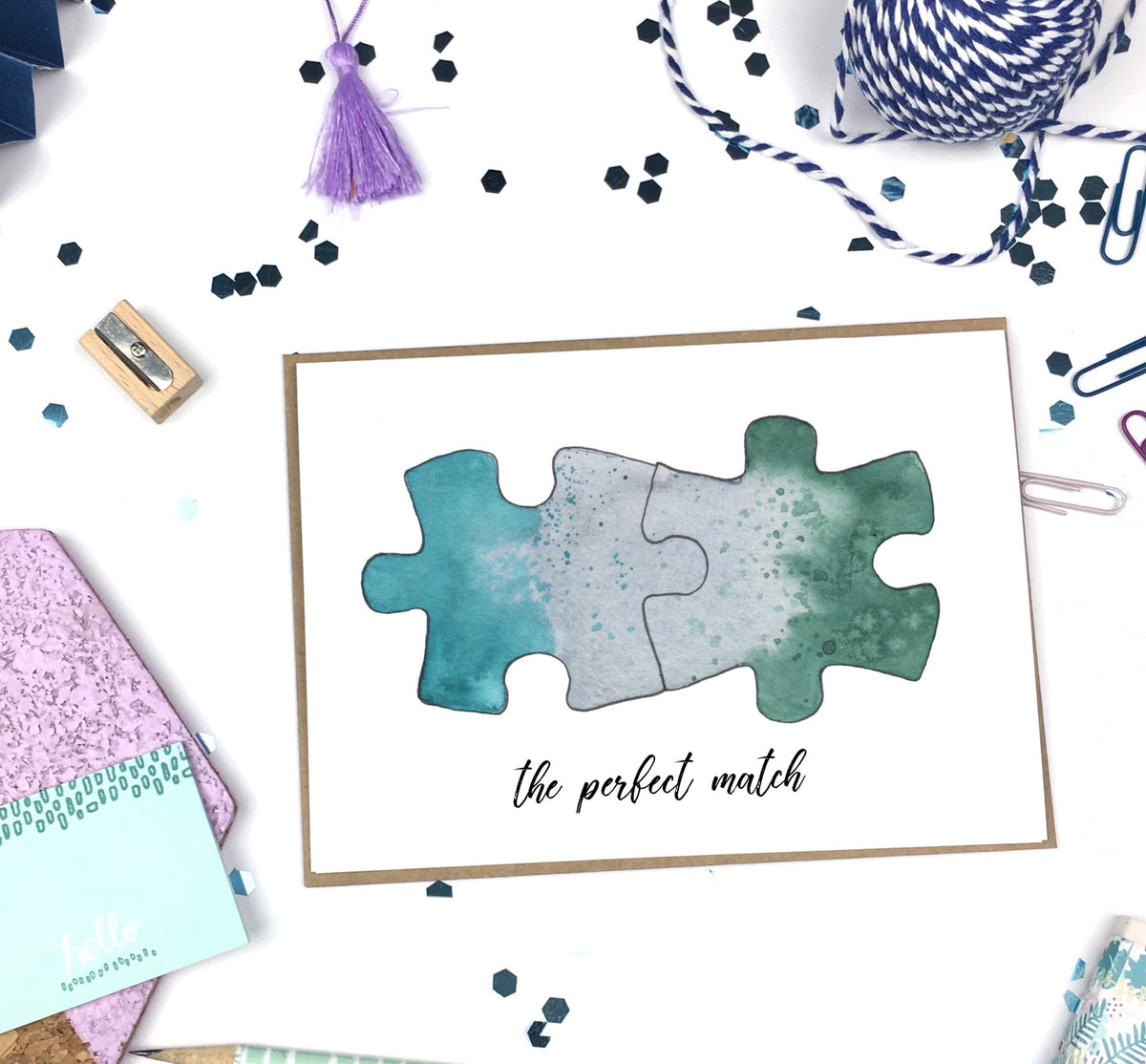 Perfect Match, Puzzle Pieces- A2 Greeting Card – Good Honey Handmade by ...